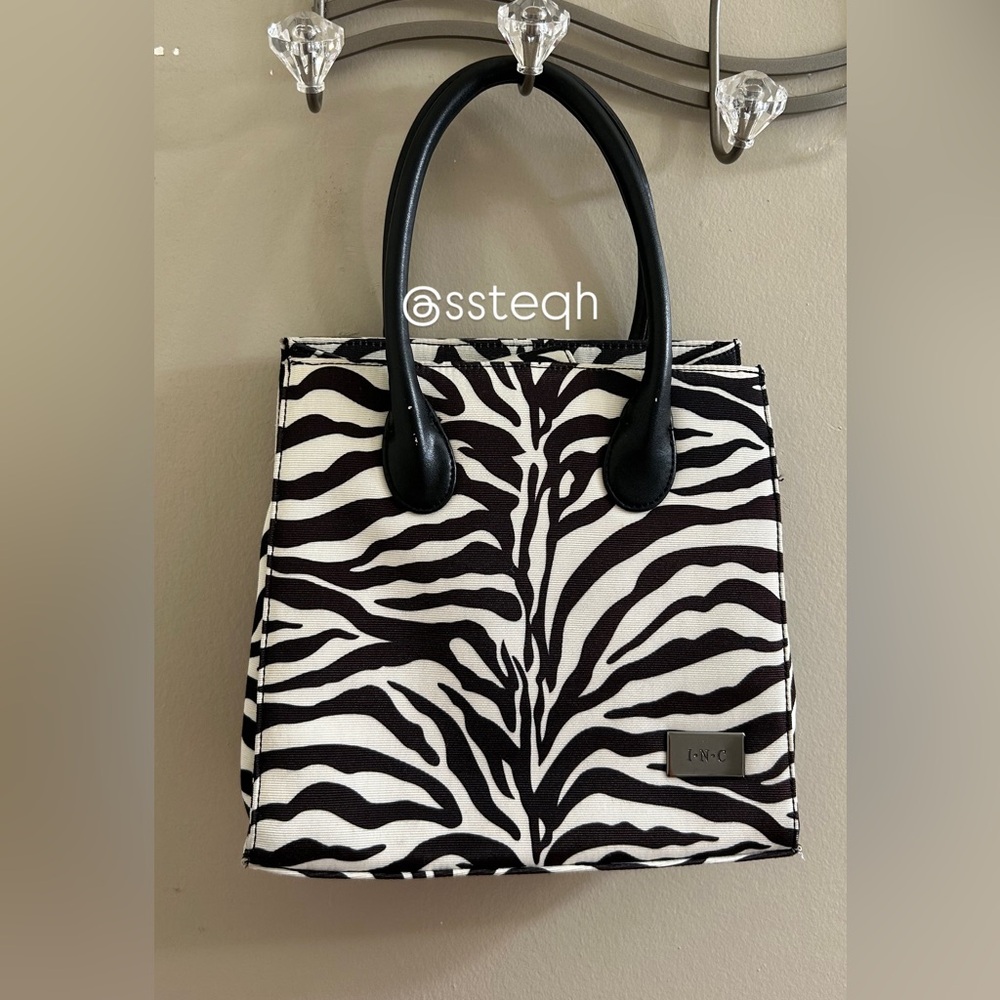 1990s/Y2k Black And White Zebra Print Shoulder Bag De… - Gem